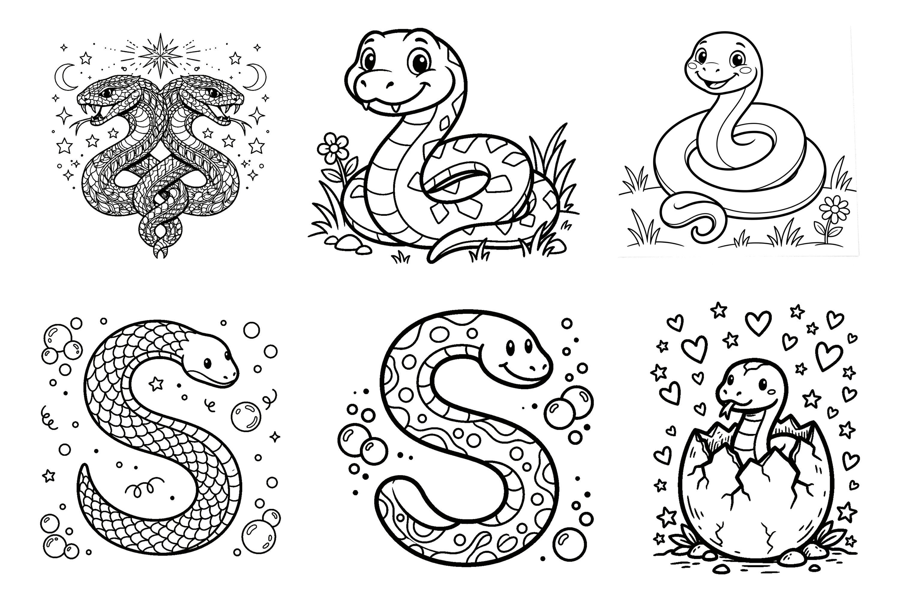 Cute and Mystical Snake Coloring Pages Graphic by DESIGN POWER ...