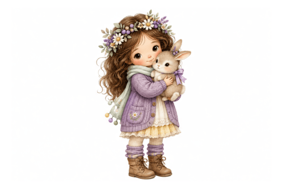 Cute Girl Bunny Friend Clipart Graphic by dogstar4535 · Creative Fabrica