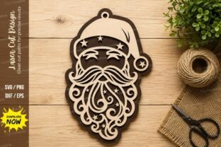 Decorative Santa Face Laser Cut SVG · Creative Fabrica