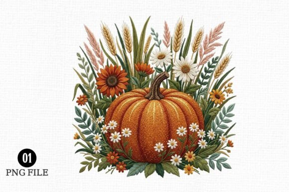 Faux Pumpkin Wildflower PNG Graphic by Pink Studio · Creative Fabrica