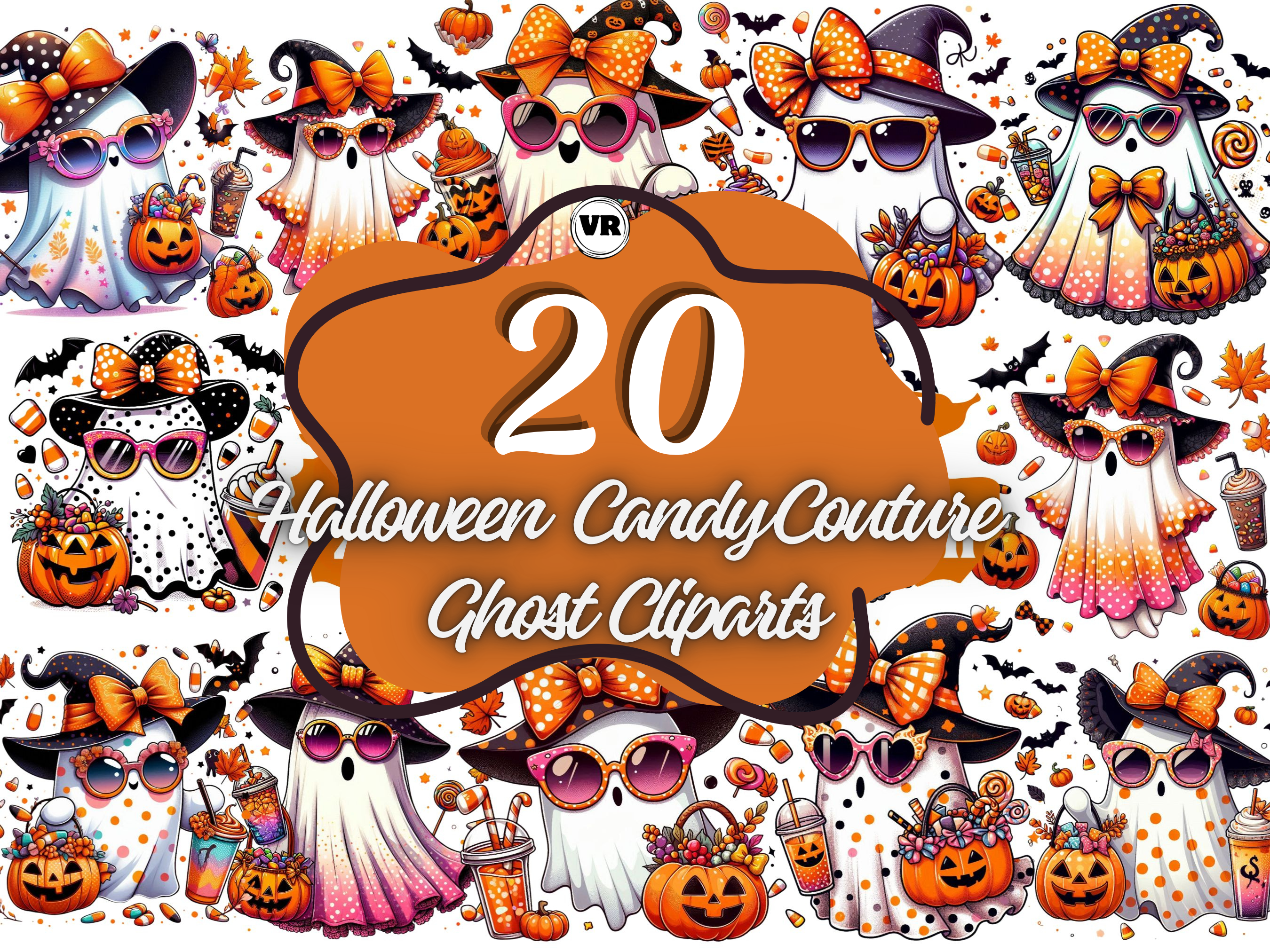 Halloween Candy Couture Ghost Cliparts Graphic by Vampire Art ...
