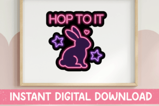 Hop to It Neon Bunny Sticker Design Graphic by October Second ...