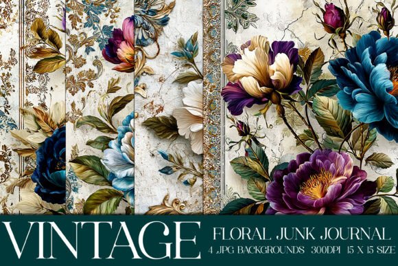 Junk Journal Floral Backgrounds, S23 Graphic by Designing with Marlo ...