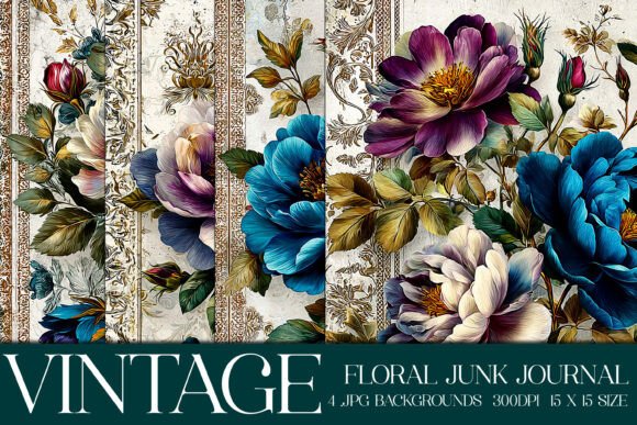 Junk Journal Floral Backgrounds, S28 Graphic by Designing with Marlo ...