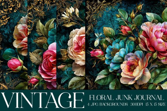 Junk Journal Floral Backgrounds, S28 Graphic by Designing with Marlo ...