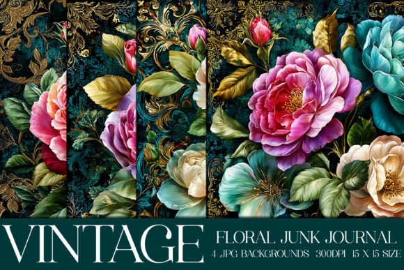 Junk Journal Floral Backgrounds, S32 Graphic by Designing with Marlo ...