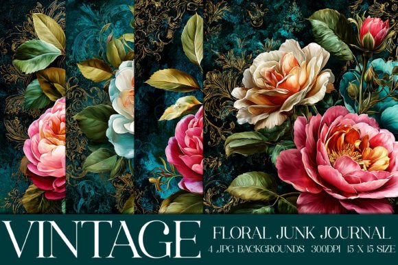 Junk Journal Floral Backgrounds, S34 Graphic by Designing with Marlo ...