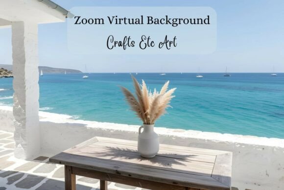 Mediterranean Terrace Zoom Background Graphic by Crafts Etc Art ...