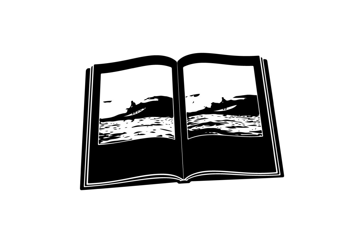 Open Book with Black and White Ocean Wav Graphic by sctchcreations ...