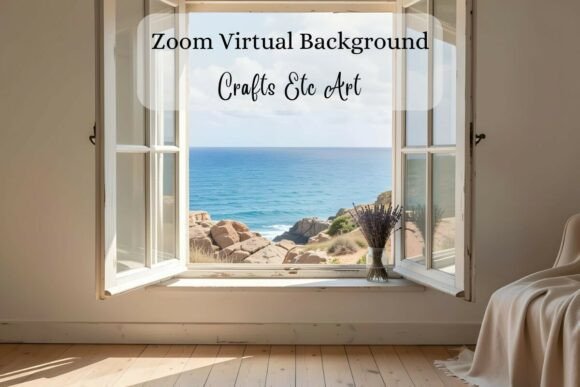 Rocky Coastal Window Zoom Background Graphic by Crafts Etc Art ...
