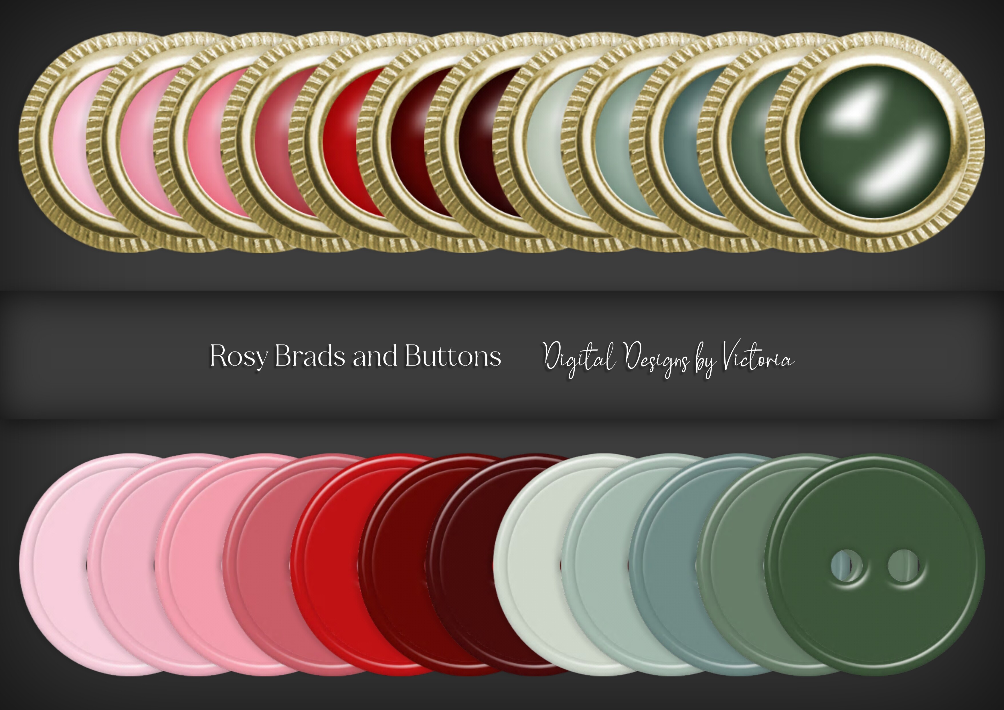 Rosy Brads and Buttons Graphic by Digital Designs by Victoria ...