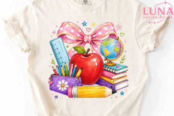 School Supplies Bow Clipart PNG Design Graphic by LunaDesignHouse ...