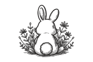 Sketched Bunny in Wildflowers · Creative Fabrica