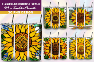 Stained Glass Sunflower Flowers Tumbler Graphic by Graphics Expert ...