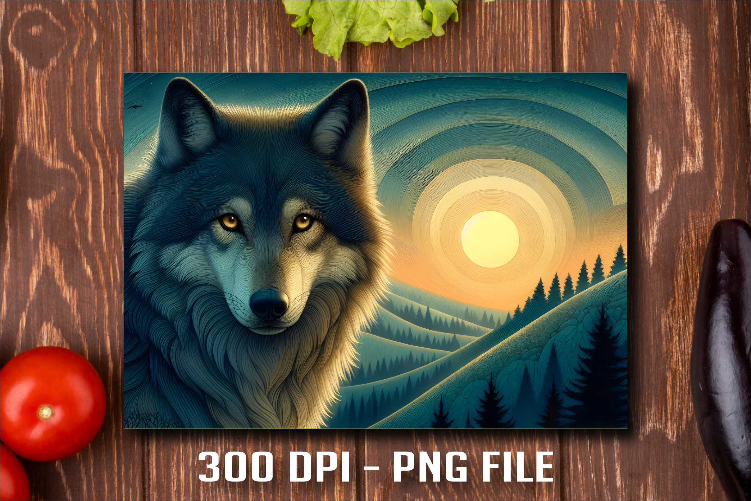 Sunset Hills Wolf Portrait Cutting Board Graphic by COZY_OWL · Creative ...