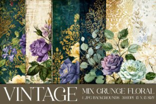 Vintage Grunge Floral Backgrounds, S19 Graphic by Designing with Marlo ...