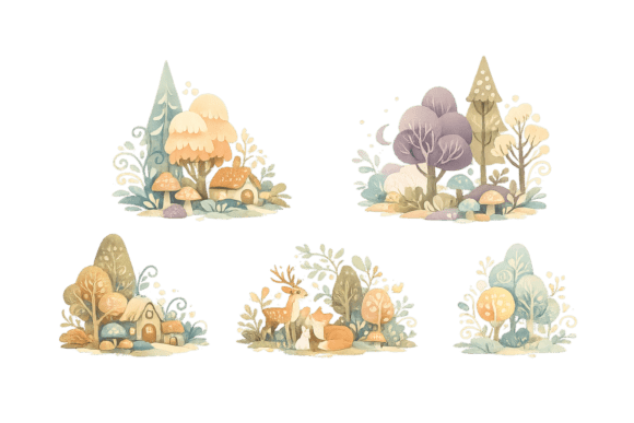 Watercolor Woodland Forest Clipart Set Graphic by dogstar4535 ...