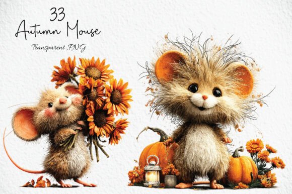 Whimsical Autumn Mouse Clipart PNG Graphic by Craft Art · Creative Fabrica