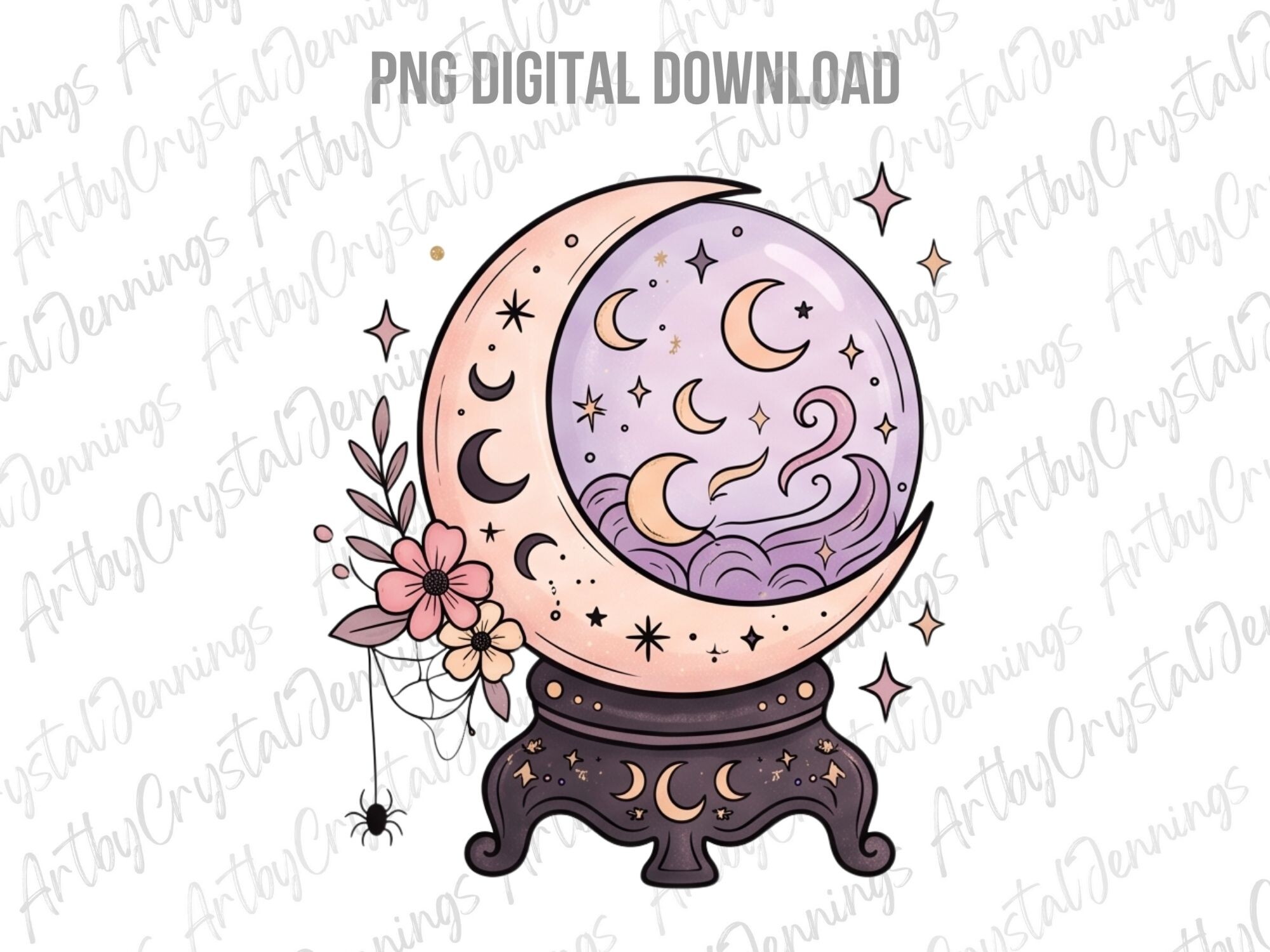 Whimsical Pastel Crystal Ball PNG Graphic by ArtbyCrystalJennings ...