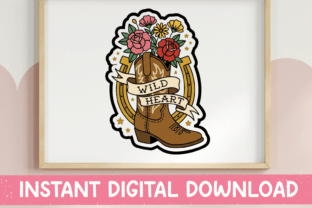 Wild Heart Cowboy Boot Sticker Graphic by October Second · Creative Fabrica