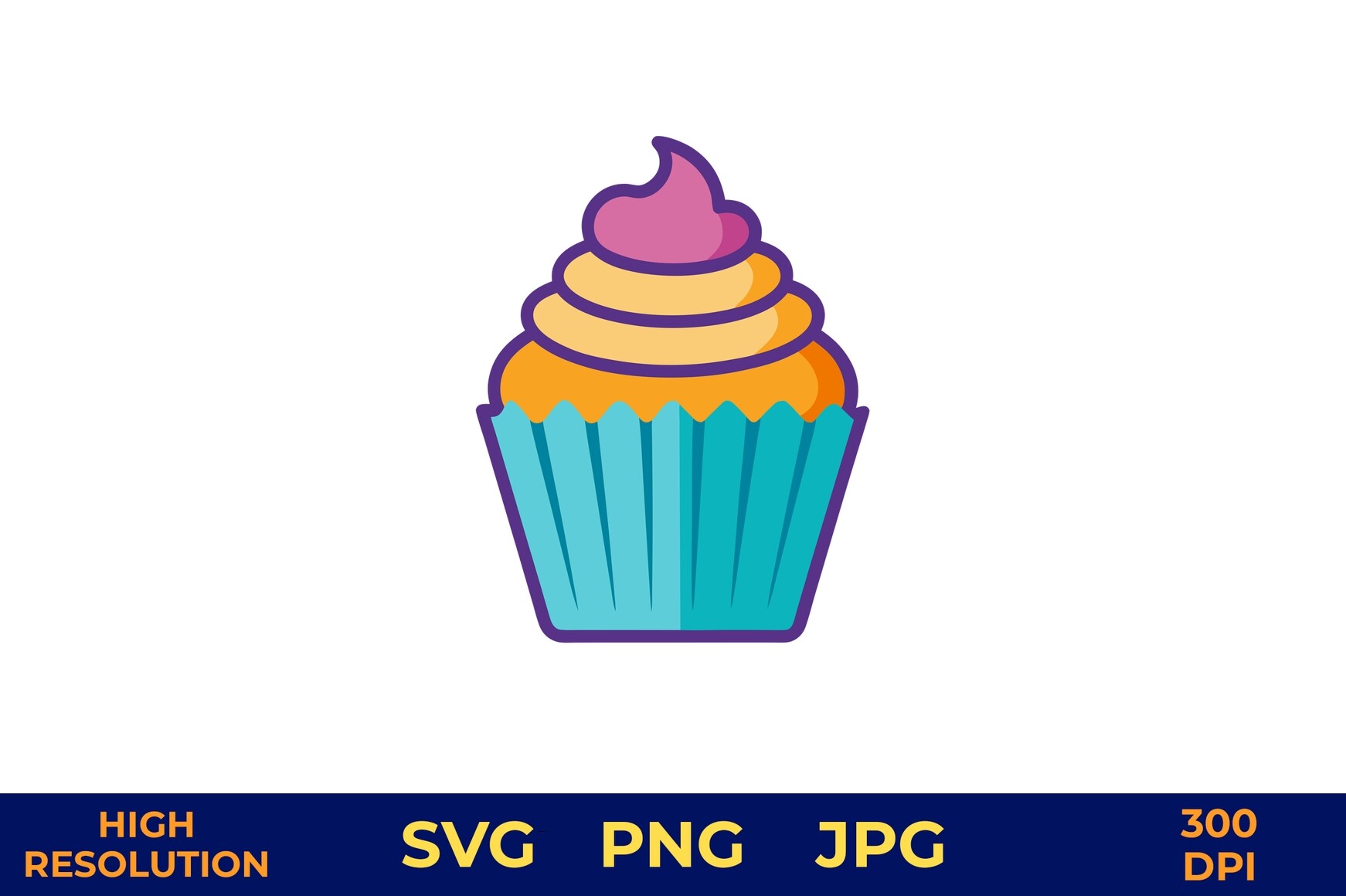 Cupcake Icon with Pink and Orange Graphic by designcrafts · Creative ...
