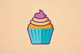 Cupcake Icon with Pink and Orange Graphic by designcrafts · Creative ...