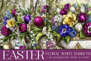 Easter Floral White Basket Background S1 Graphic by Designing with ...