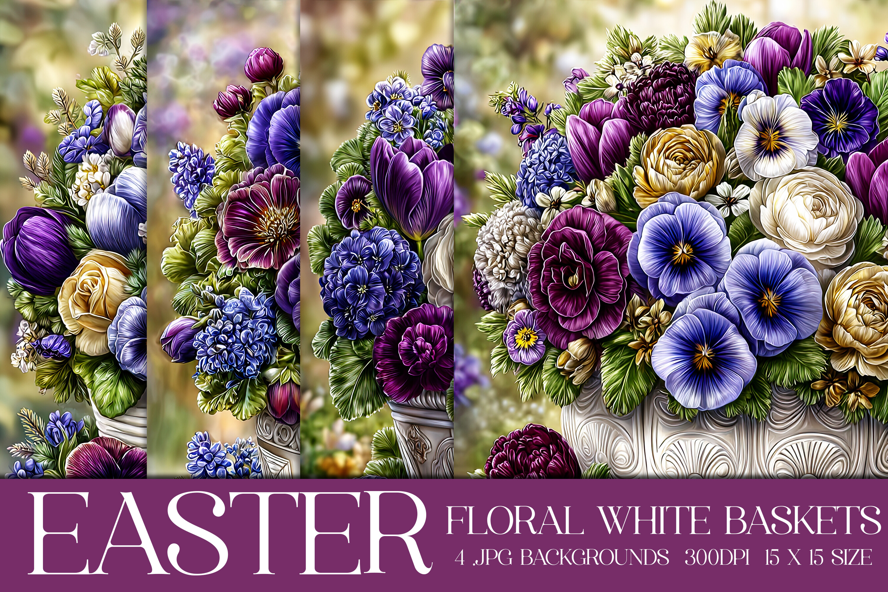 Easter Floral White Basket Background S4 Graphic by Designing with ...
