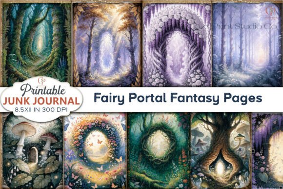 Fairy Portal Fantasy Pages Junk Journal Graphic by CozyPrint Studio Co ...