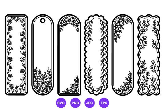 Floral Black and White Frame Bookmarks Graphic by DesignVectx ...