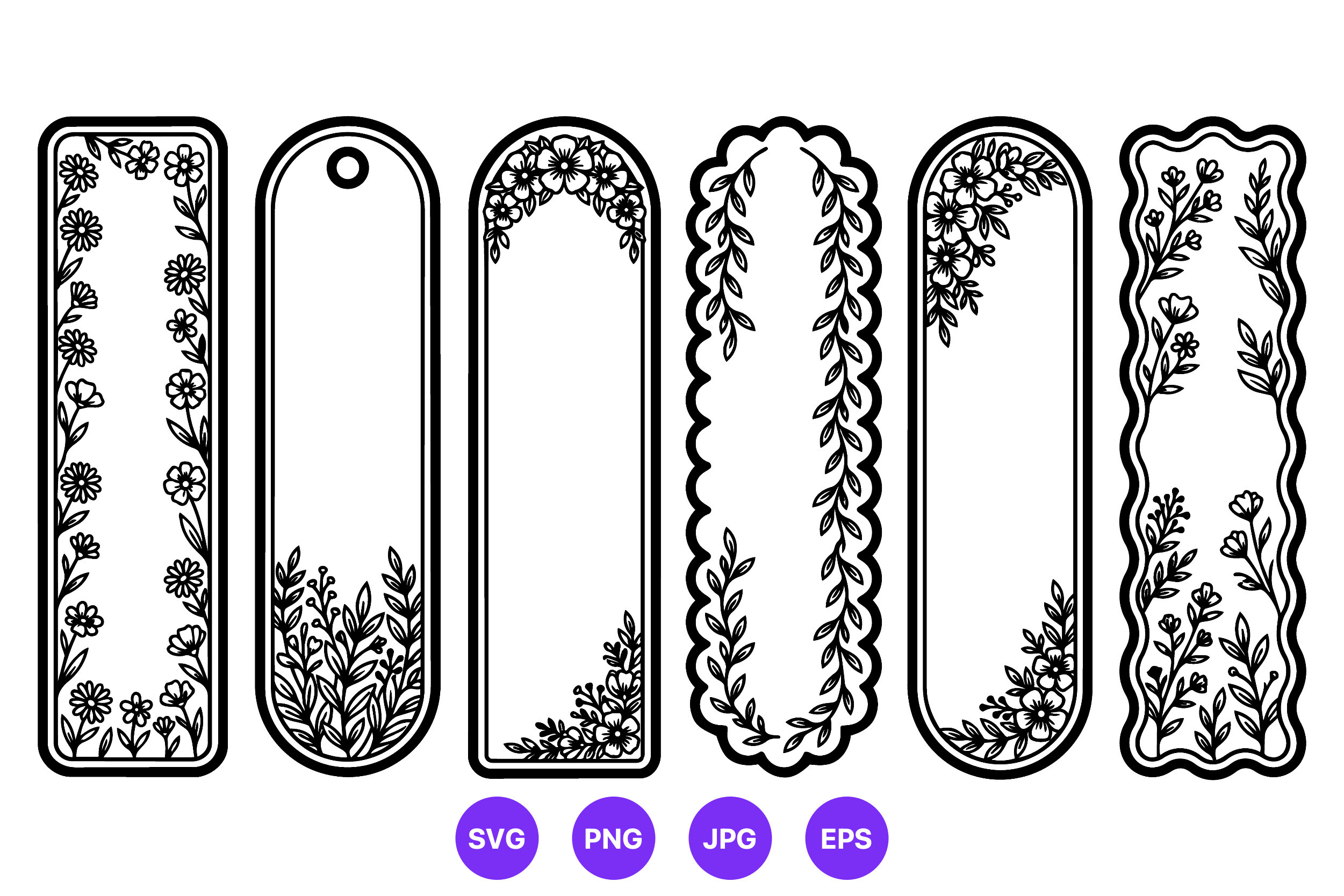 Floral Black and White Frame Bookmarks Graphic by DesignVectx ...