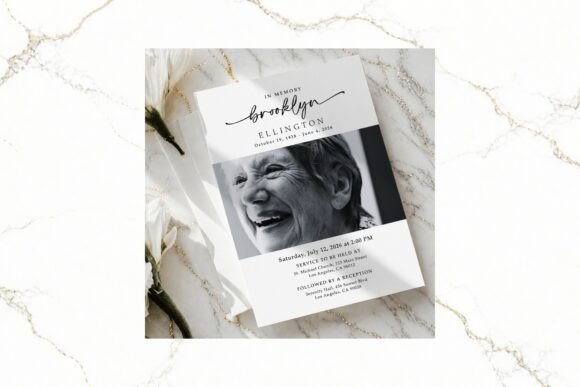 Funeral Invitation B&W Canva FR004 Graphic by TyphoonStudio · Creative ...