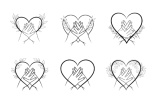 Heart Hands Line Art SVG Bundle Graphic by soikotcbd · Creative Fabrica