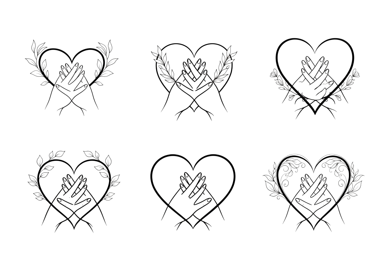 Heart Hands Line Art SVG Bundle Graphic by soikotcbd · Creative Fabrica