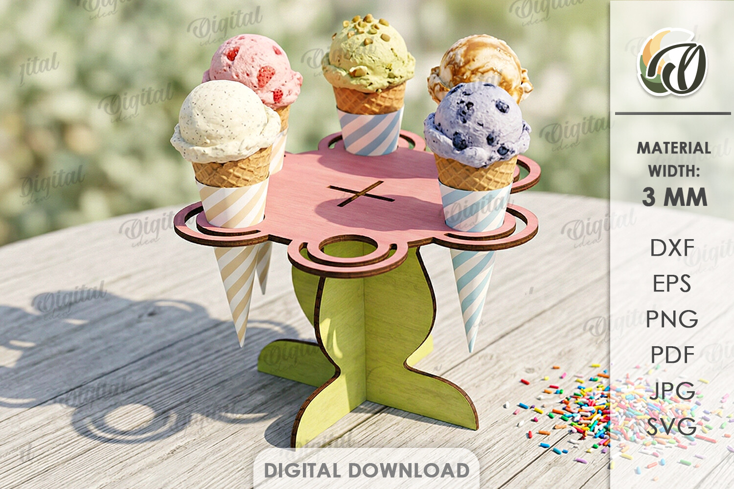Ice Cream Cone Holder Laser Cut · Creative Fabrica