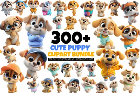 Kawaii Puppy Clipart Bundle PNG Graphic by Artify Hub Studio · Creative ...