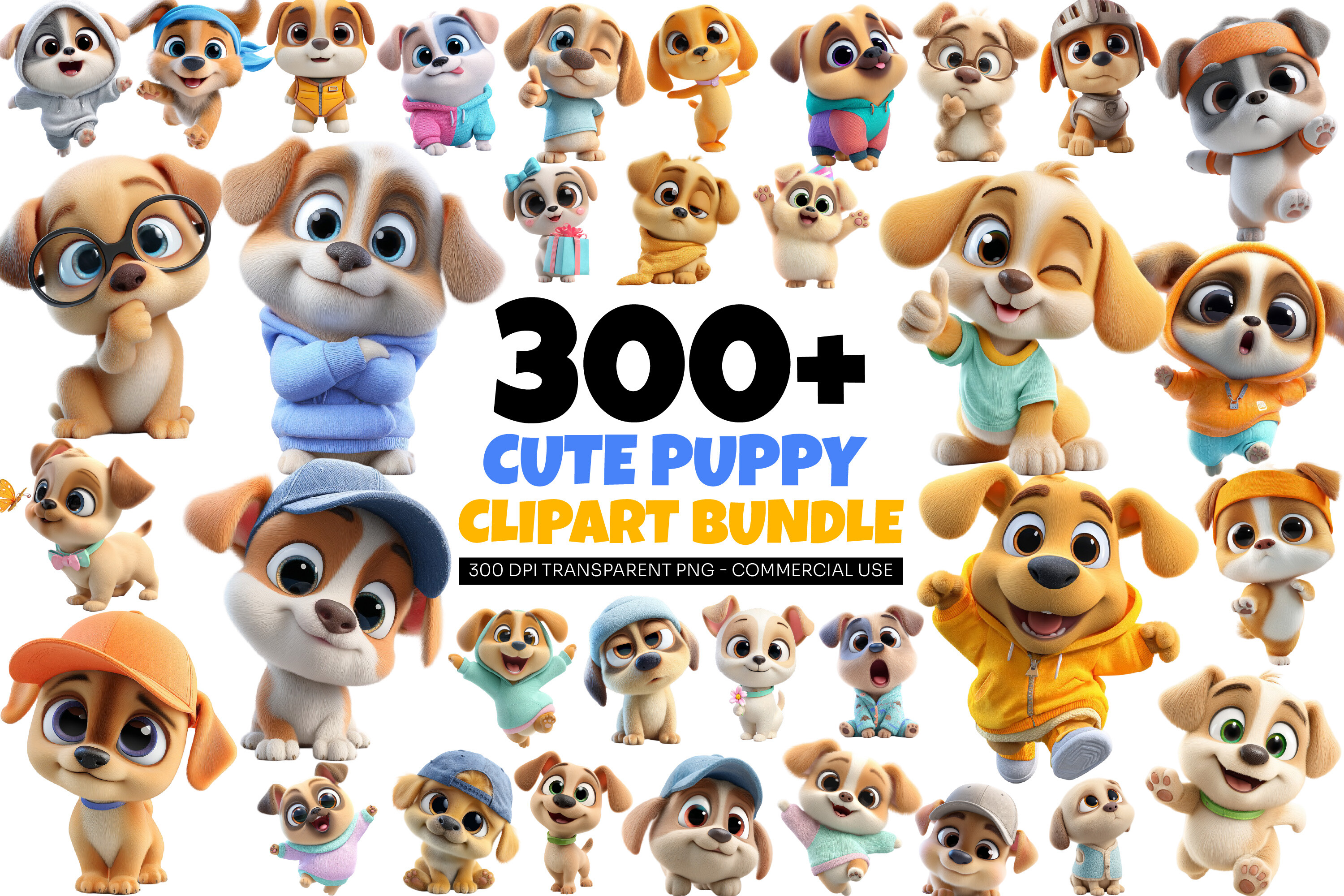 Kawaii Puppy Clipart Bundle PNG Graphic by Artify Hub Studio · Creative ...