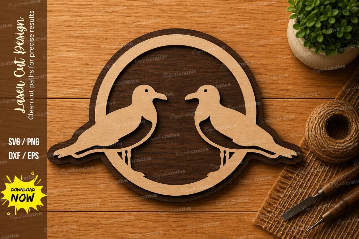 Love Birds Circle SVG | Romantic Bird La · Creative Fabrica