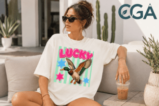 Lucky Duck Vintage Retro Pun Png Graphic by cookgraphicart · Creative ...