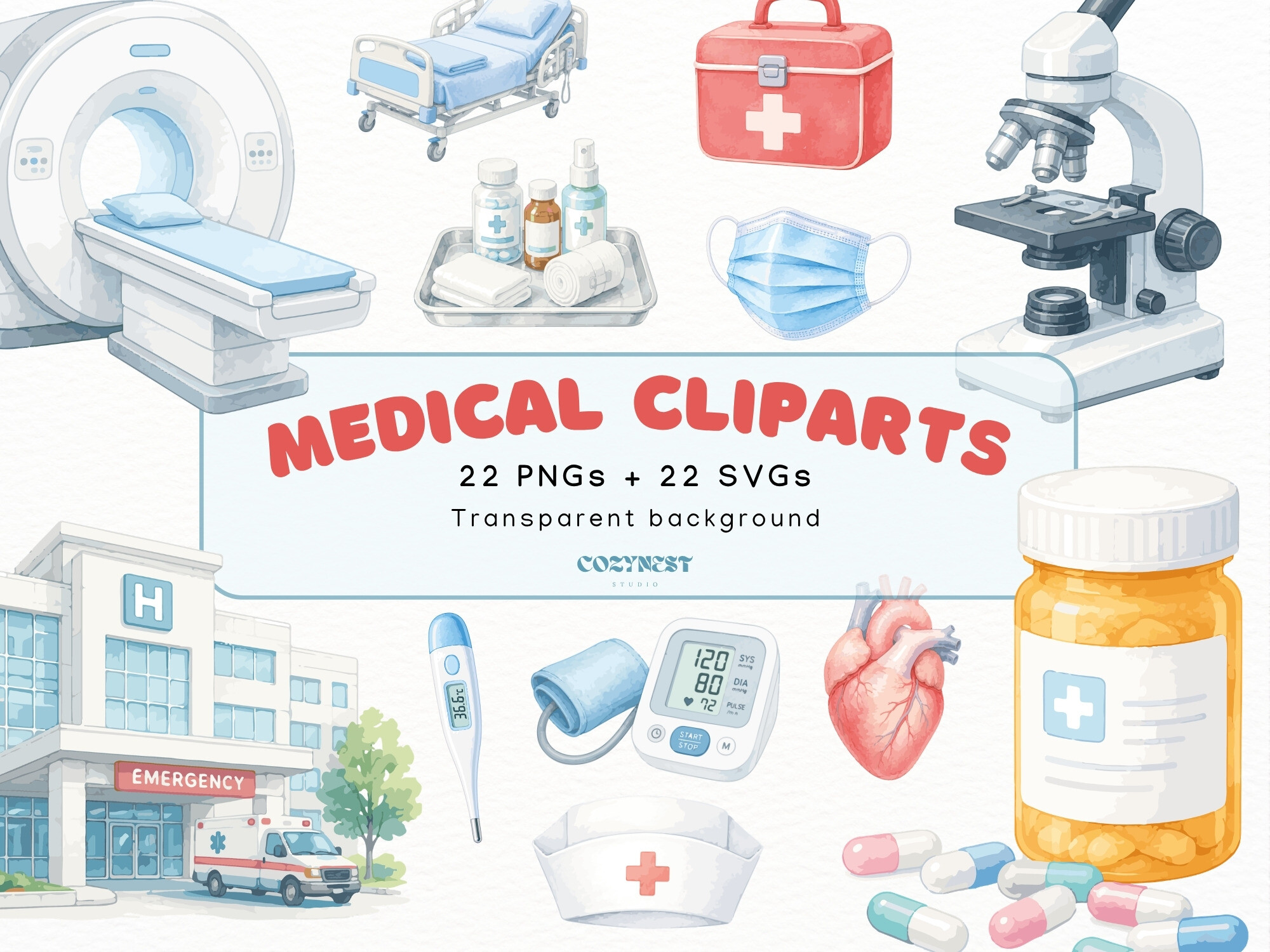 Medical Watercolor Cliparts, Doctor PNG Graphic by CozyNest Studio ...