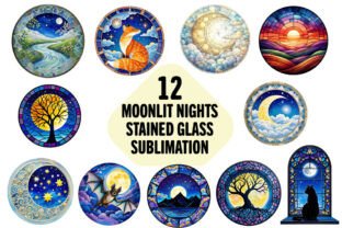 Moonlit Nights Stained Glass Png Bundle Graphic by PS Digital Art ...