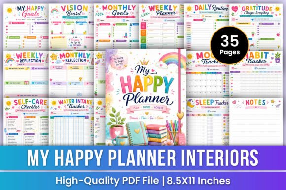 My Happy Planner | Goals & Routine Canva Graphic by Mustafiz · Creative ...