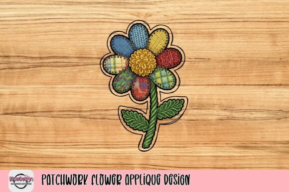 Patchwork Flower Appliqué Design Graphic by BbowDesign · Creative Fabrica