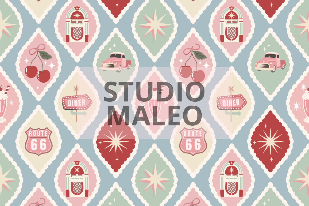 Retro 1950s Diner Americana Pattern Graphic by studiomaleo.illustration ...