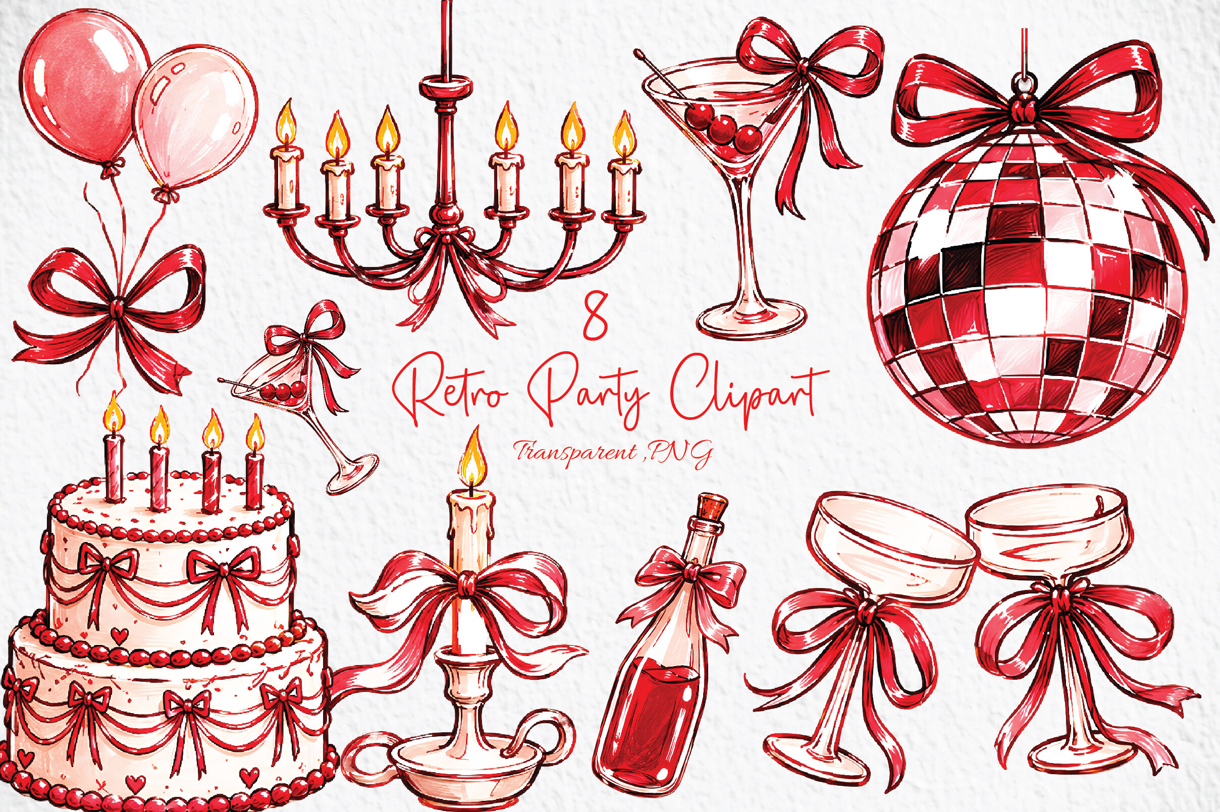 Retro Party Clipart PNG Graphic by Craft Art · Creative Fabrica