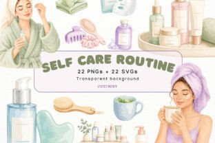Self Care Routine Watercolor Clipart PNG Graphic by CozyNest Studio ...