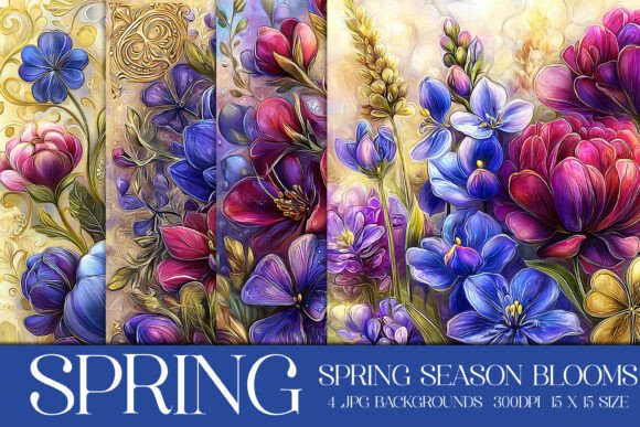 Spring Season Blooms Backgrounds, S5 Graphic by Designing with Marlo ...