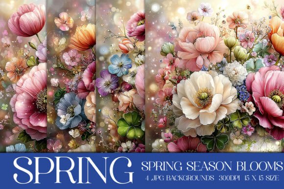 Spring Season Blooms Backgrounds, S6 Graphic by Designing with Marlo ...