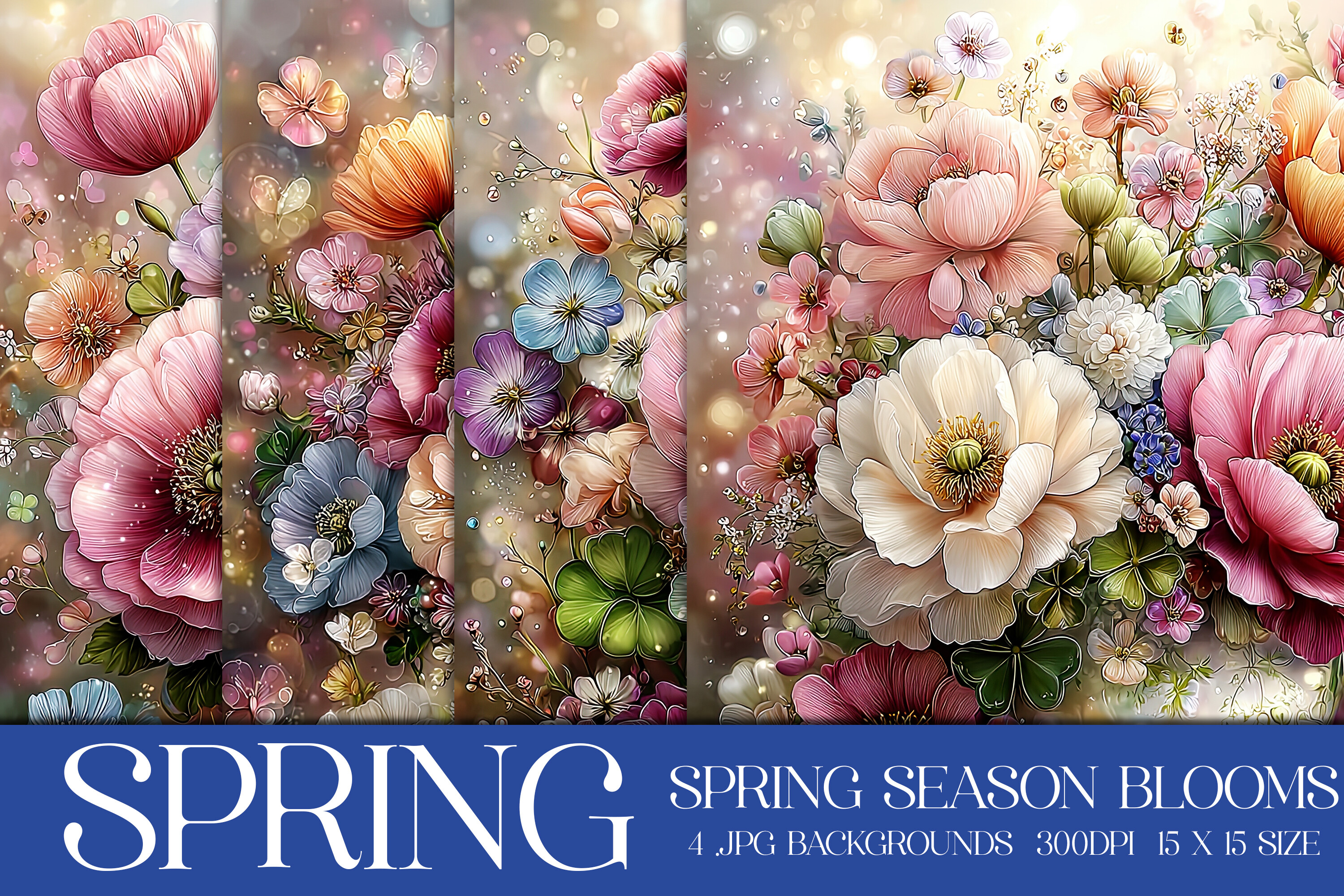 Spring Season Blooms Backgrounds, S5 Graphic by Designing with Marlo ...