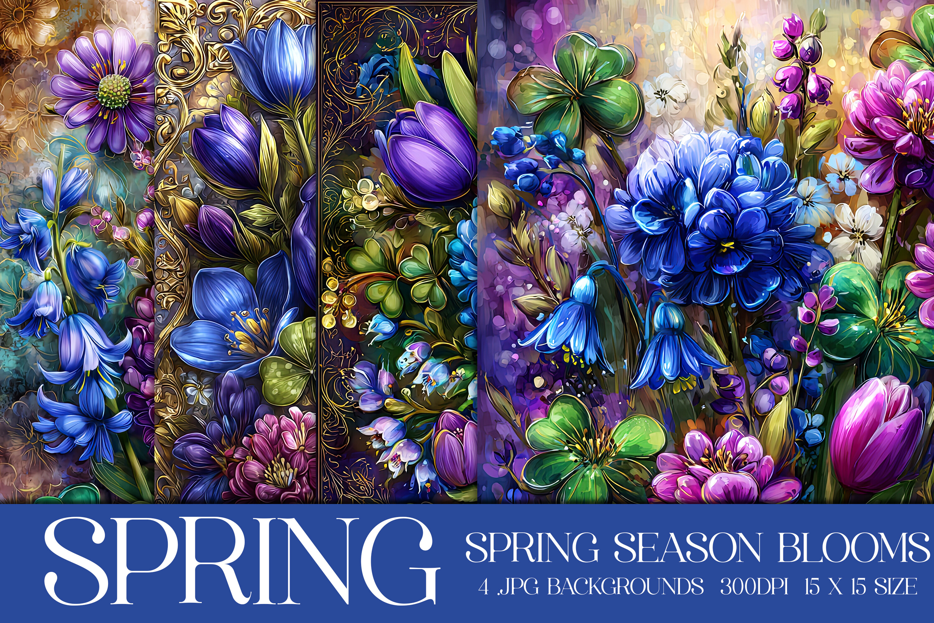 Spring Season Blooms Backgrounds, S6 Graphic by Designing with Marlo ...